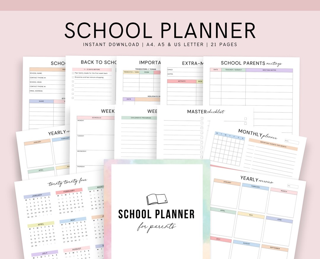 Back to School Printable Planner for Parents, Back to School Organizer ...