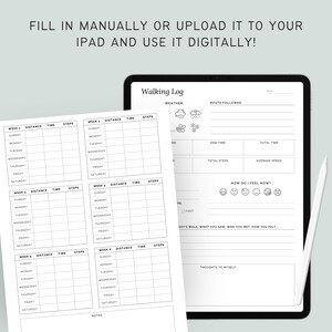Walking Log Printable, Steps Tracker, Fitness Journal, Walking Tracker ...