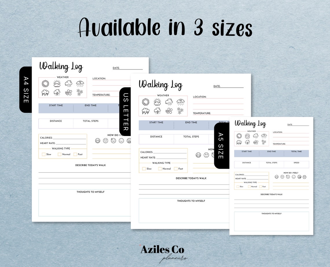 Walking Log Printable Steps Tracker Fitness Journal Walking - Etsy