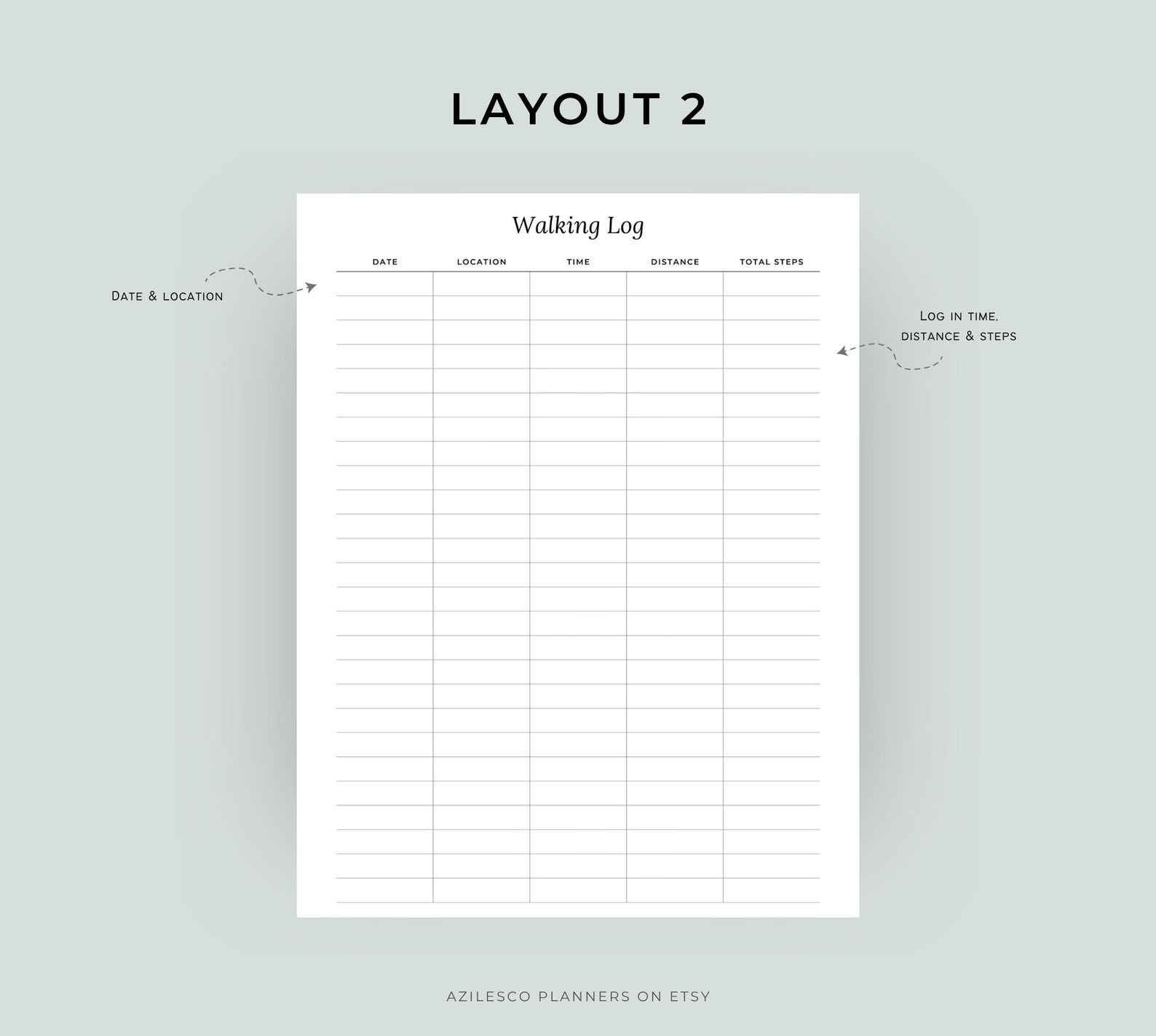 Walking Log Printable, Steps Tracker, Fitness Journal, Walking Tracker ...
