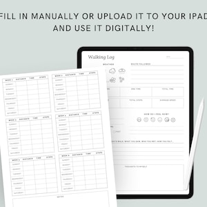 Walking Log Printable, Steps Tracker, Fitness Journal, Walking Tracker ...