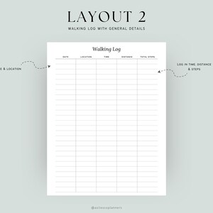Walking Log Printable, Steps Tracker, Fitness Journal, Walking Tracker ...