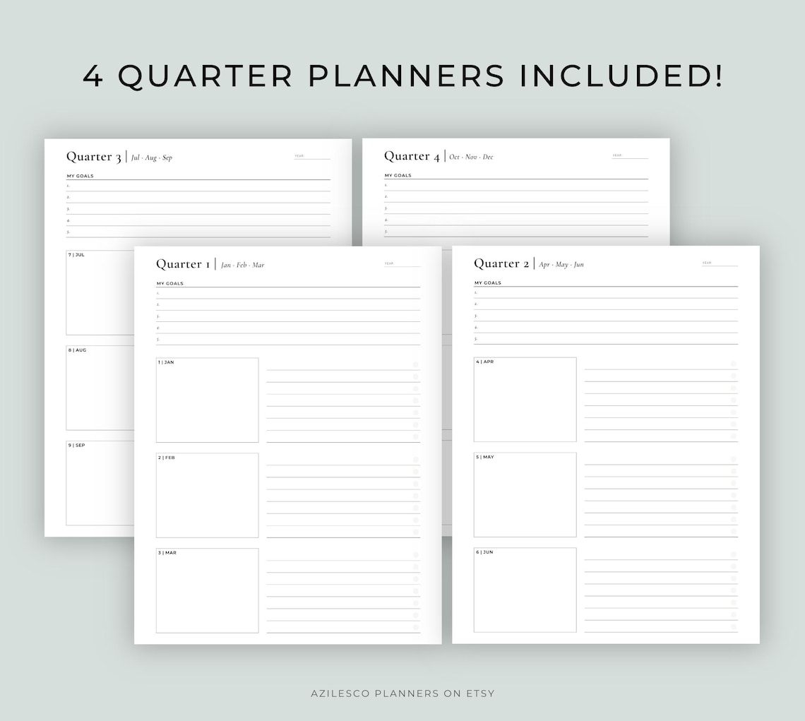 Quarterly Planner Printable Inserts, To-do List, Yearly Planner, 90 ...