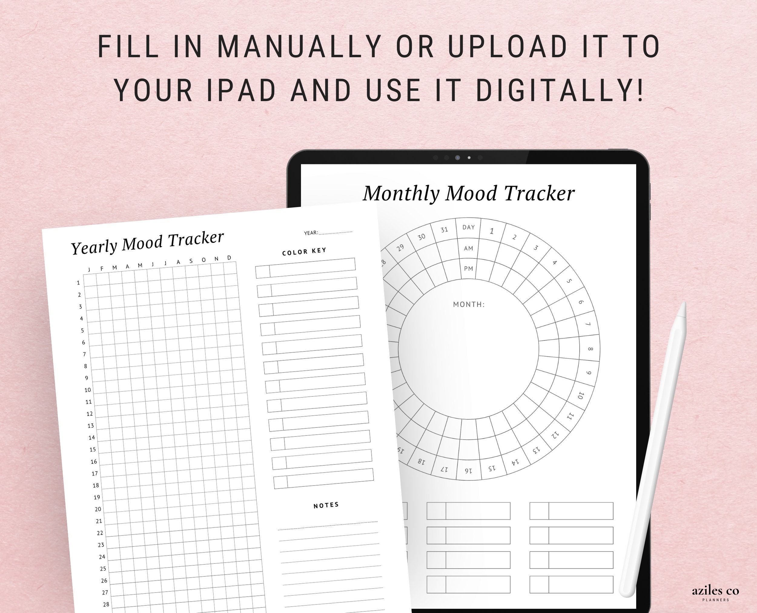 Mood Tracker Printable Kit Monthly Mood Log Circular Mood - Etsy Canada