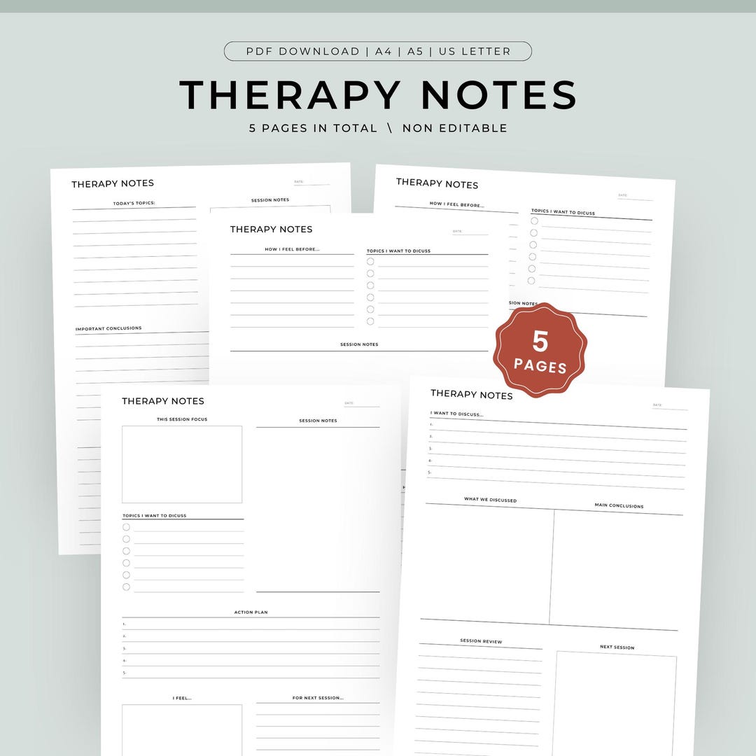 Therapy Notes Planner Printable | Counseling Session | Mental Health ...