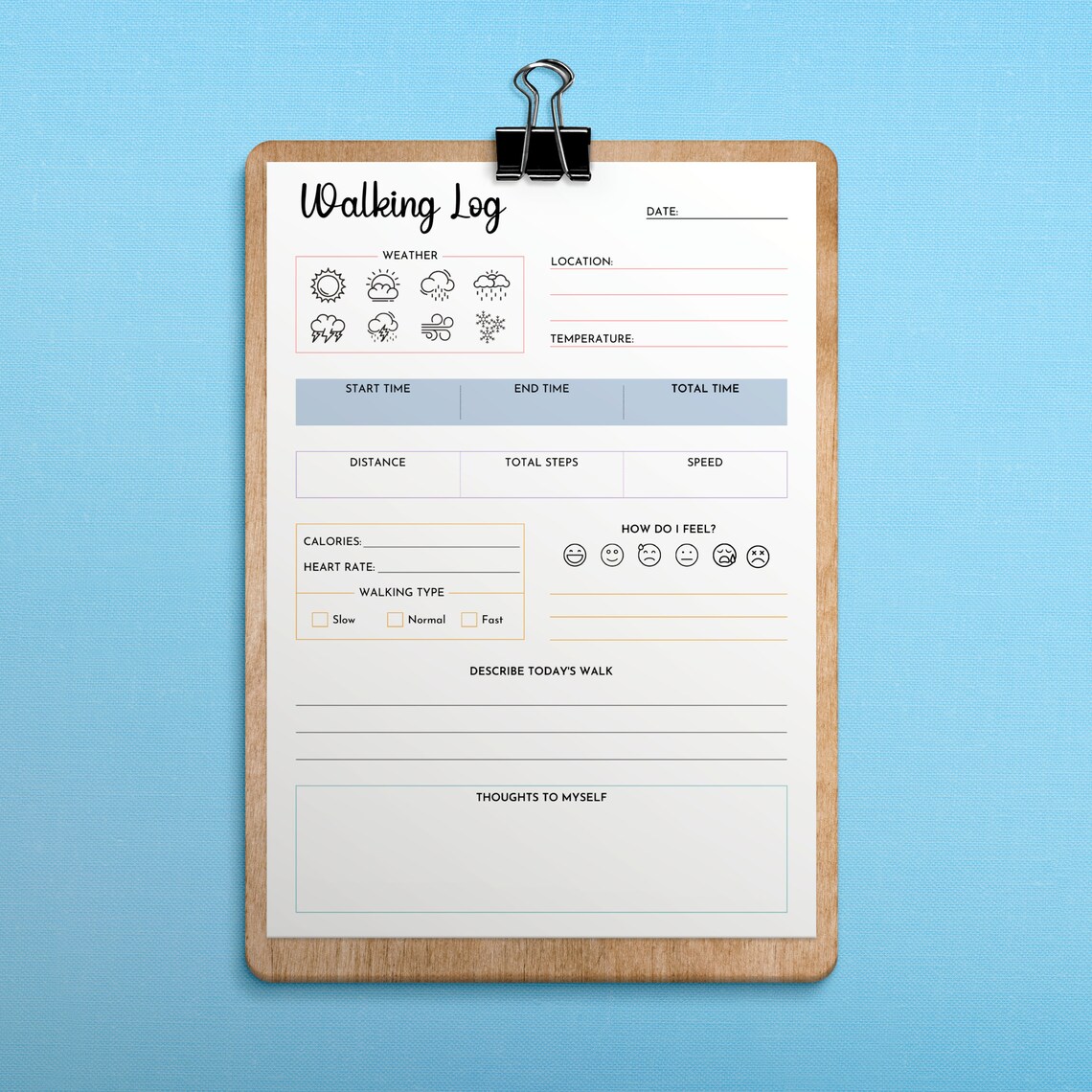 Walking Log Printable Steps Tracker Fitness Journal Walking - Etsy