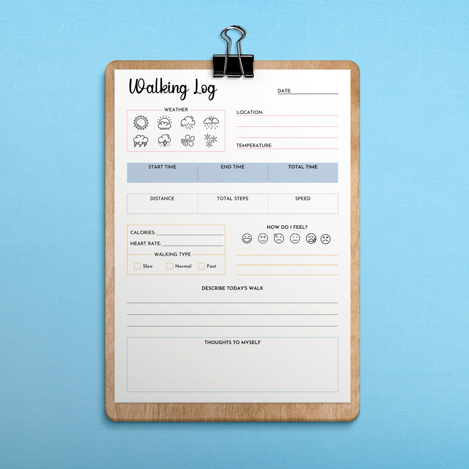 Walking Log Printable Steps Tracker Fitness Journal Walking - Etsy