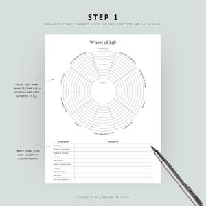Wheel of Life Printable, Printable Wheel of Life Kit, Goals Planner ...