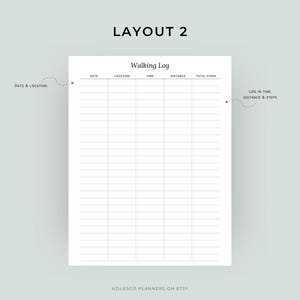 Walking Log Printable, Steps Tracker, Fitness Journal, Walking Tracker ...