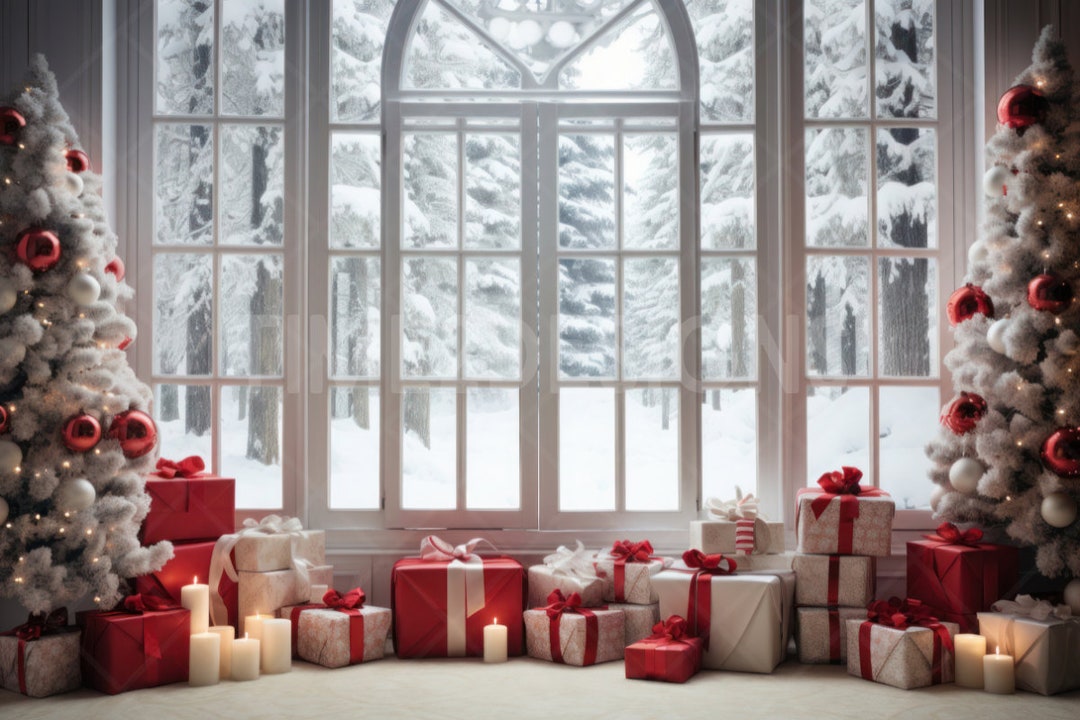 Cozy Christmas Window Digital Backdrop, Photoshop Overlay, Photography ...
