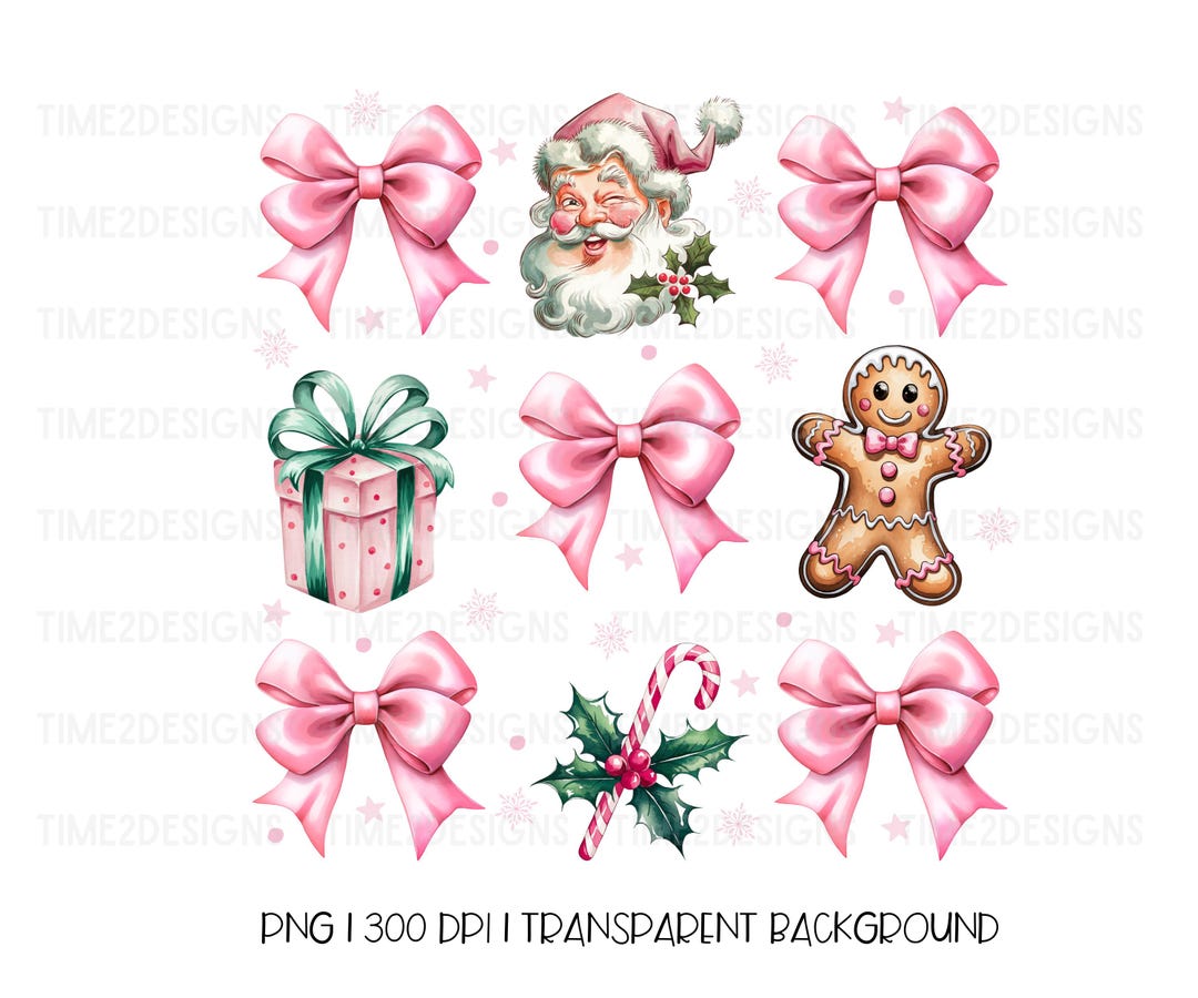 Christmas Coquette Png, Coquette Bow Png, Vintage Santa Png, Trendy ...
