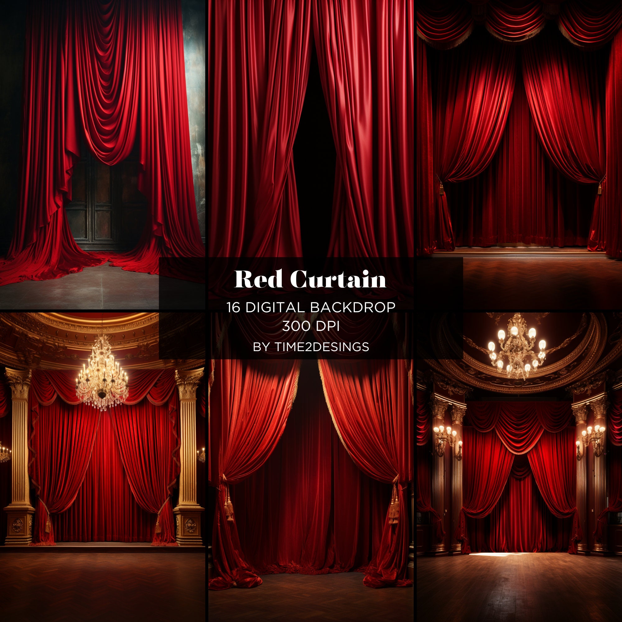 Red Curtain Digital Backdrop: Fine Art Photography Overlays (digital ...
