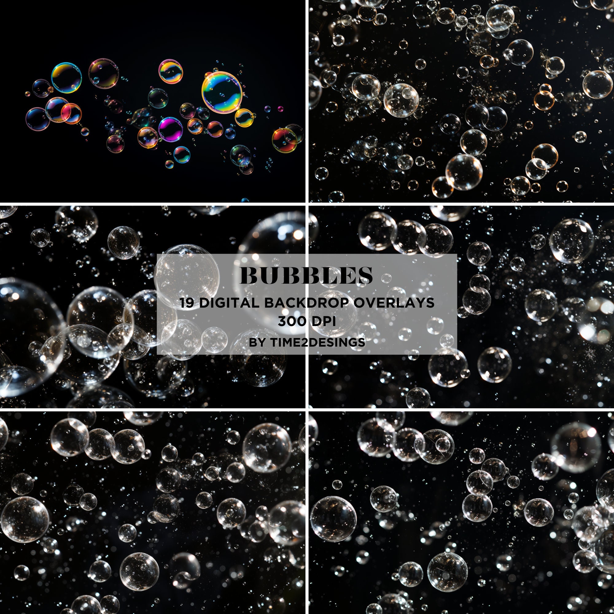 Realistic Soap Bubbles Overlay for Photoshop Bubble Overlays Background ...