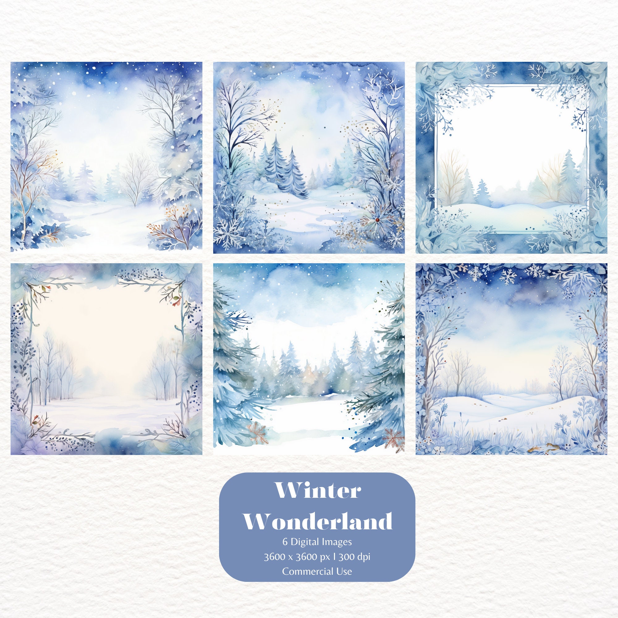 Winter Wonderland Digital Paper: Snowy Forest Backgrounds (PNG) - Etsy