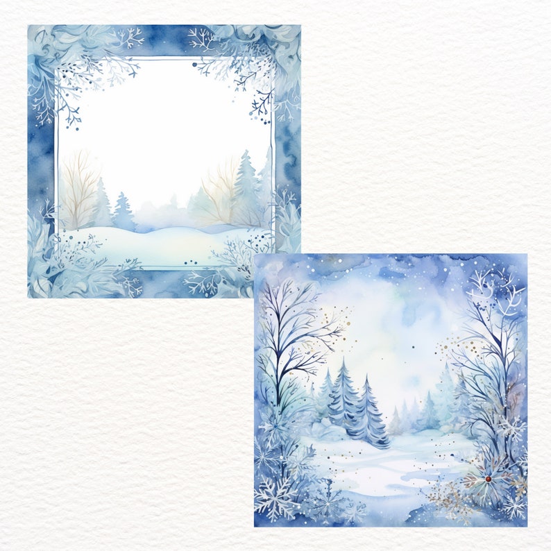 Winter Wonderland Digital Paper: Snowy Forest Backgrounds (PNG) - Etsy