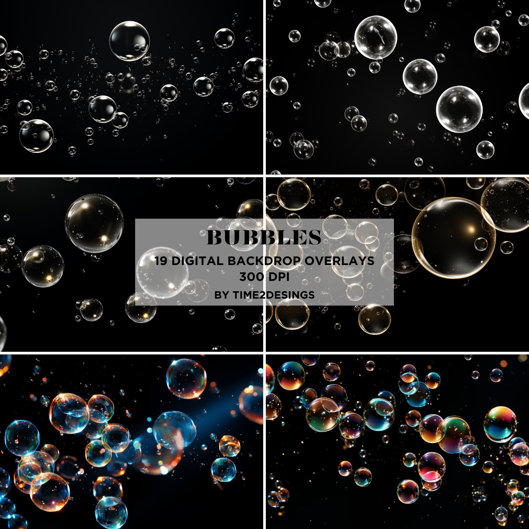 Realistic Soap Bubbles Overlay for Photoshop Bubble Overlays Background ...