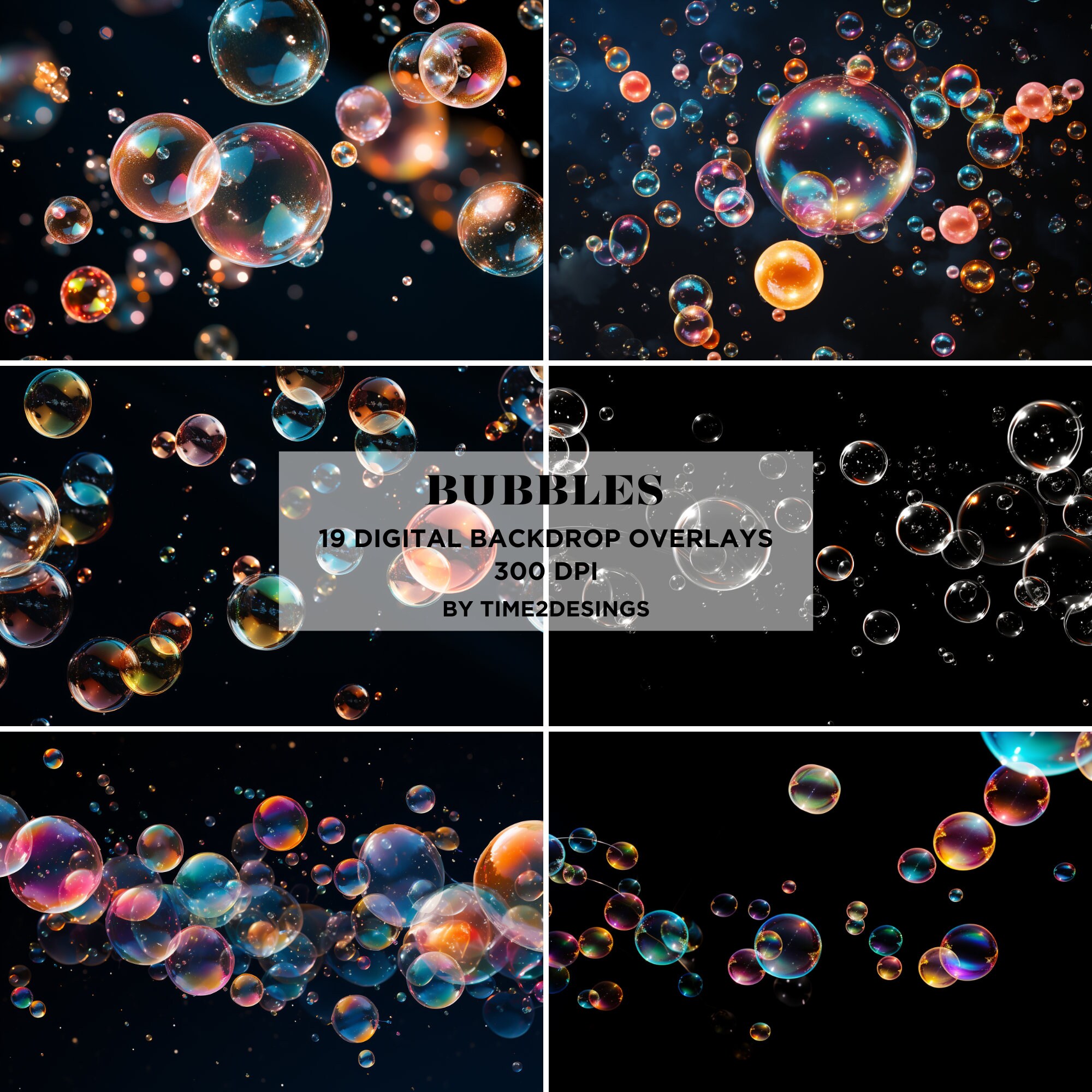 Realistic Soap Bubbles Overlay for Photoshop Bubble Overlays Background ...