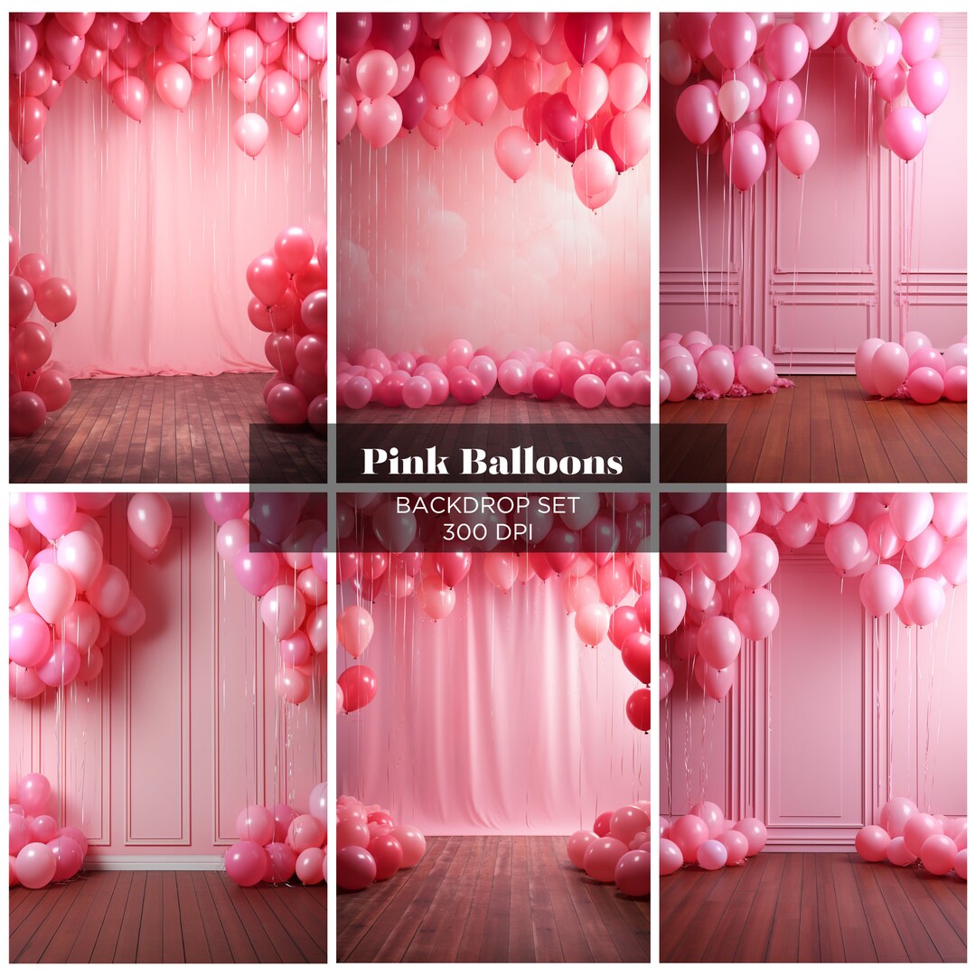 Pink Balloons Digital Backdrops Maternity Backdrop Overlays Studio ...