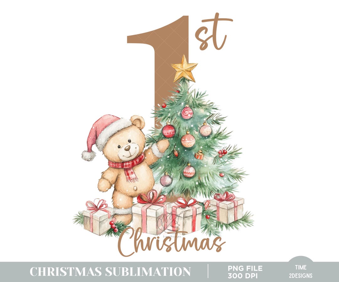 Baby First Christmas PNG Teddy Bear 1st Christmas Baby's First ...