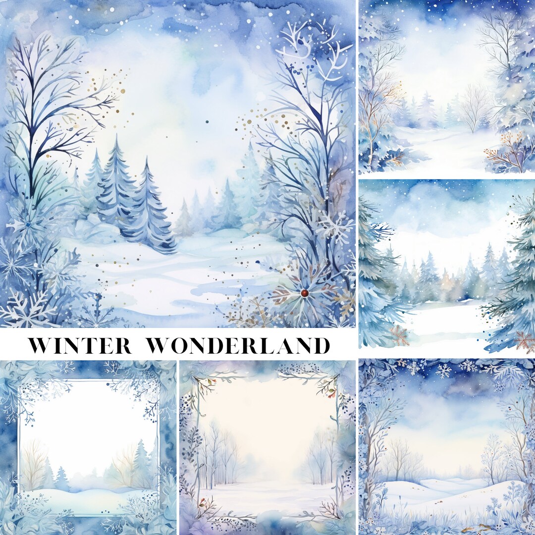 Winter Wonderland Digital Paper: Snowy Forest Backgrounds (PNG) - Etsy