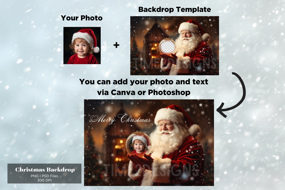 Christmas Santa Digital Backdrop Christmas Digital Background ...