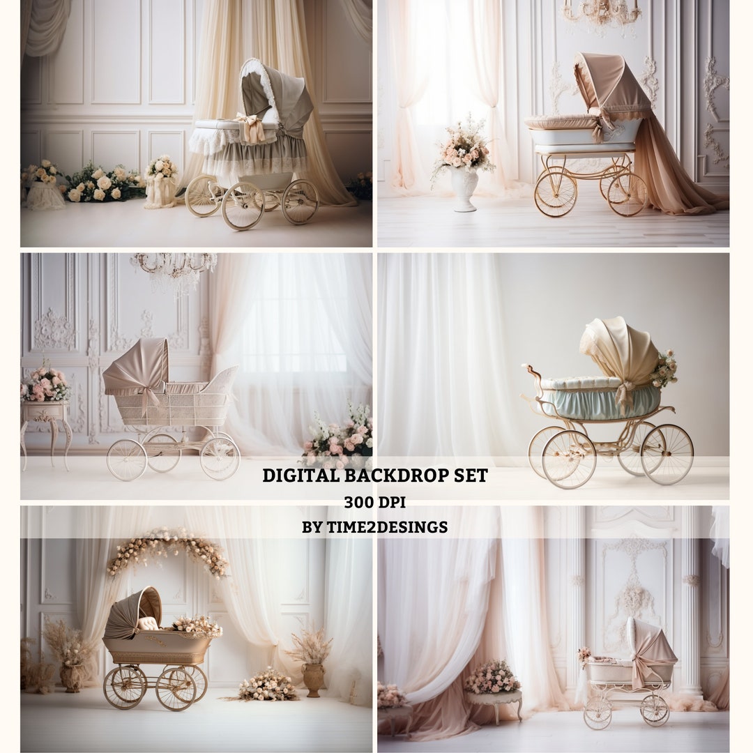 Vintage Pram Digital Backdrops: Maternity Photography Overlays (JPG ...
