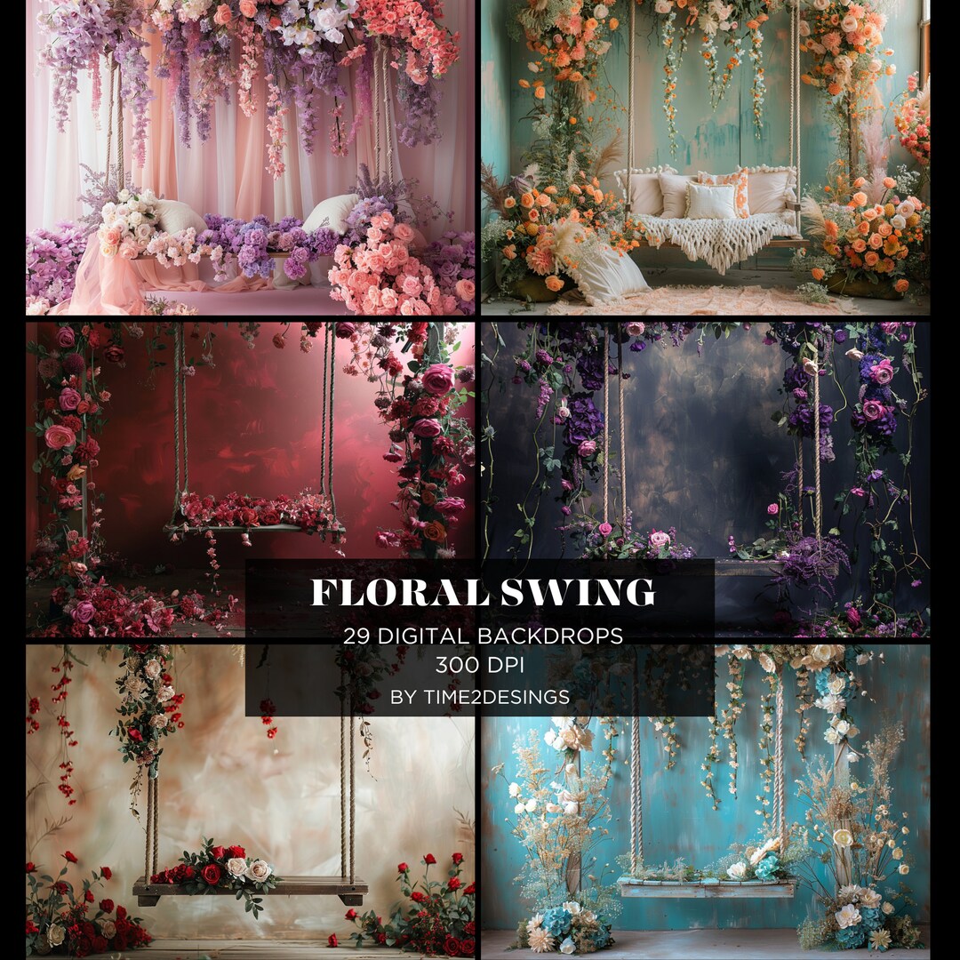 Floral Swing Digital Backdrop Maternity Backdrop Overlays Studio Backdrop Fine Art Textures ...