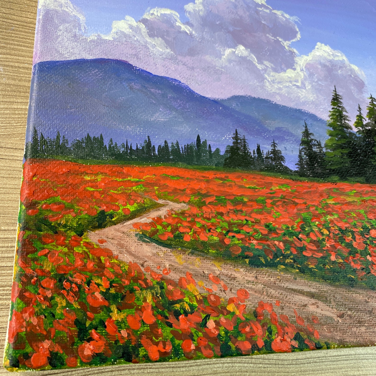 Acrylic Painting Rose Field Landscape (original Painting) - Etsy