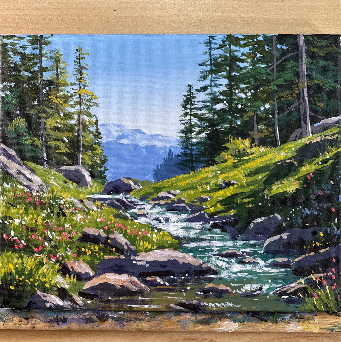 Acrylic Painting Water Stream Landscape - Etsy