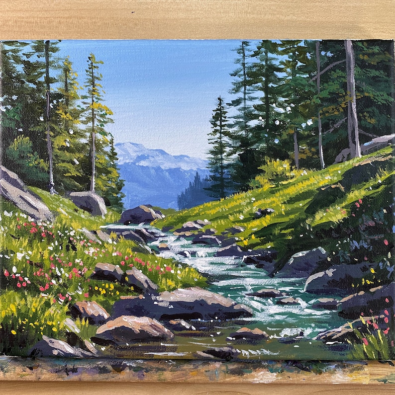 Acrylic Painting Water Stream Landscape - Etsy