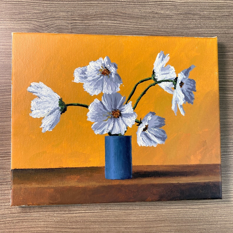 Acrylic Painting White Floral Still Life - Etsy
