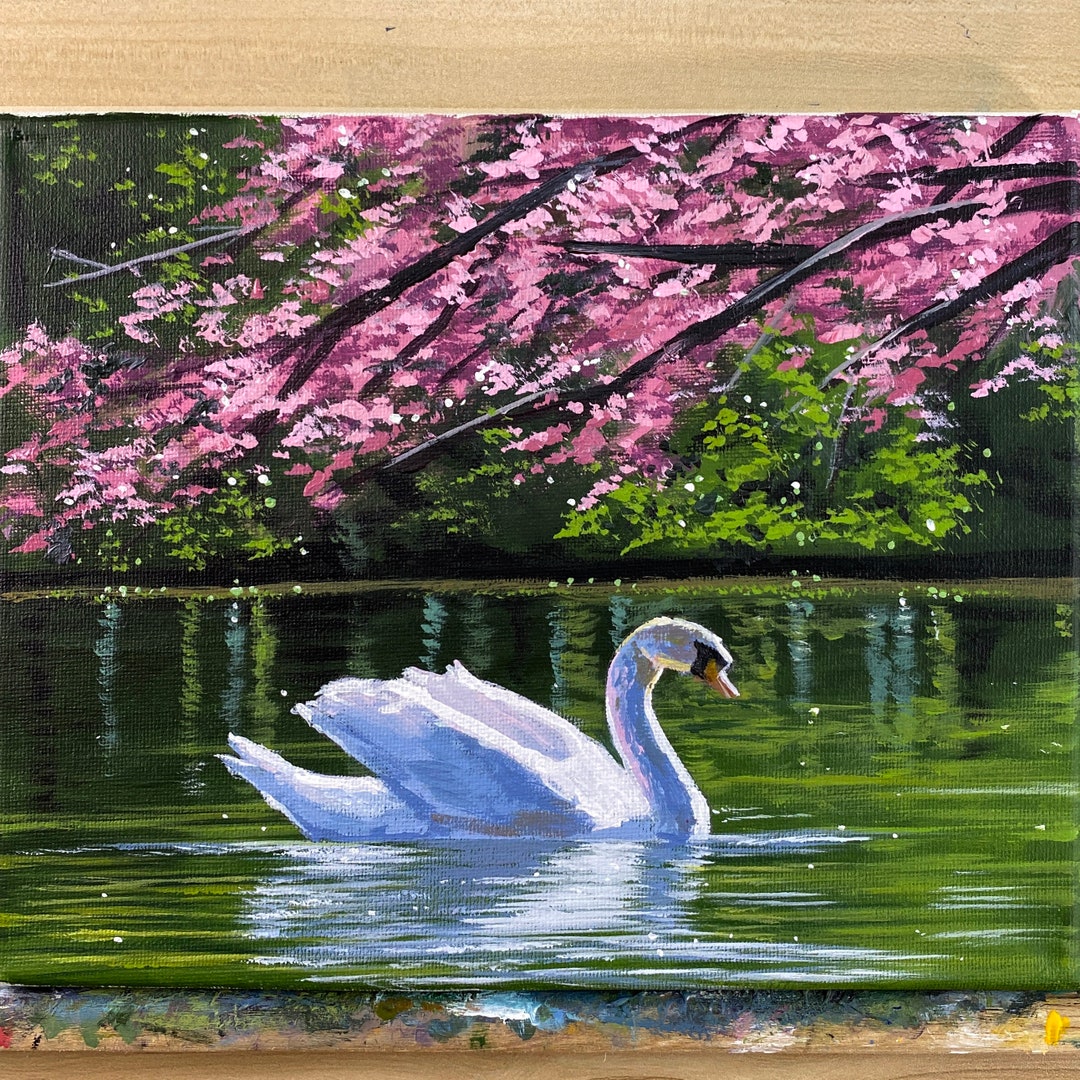 Acrylic Painting Swan Lake - Etsy