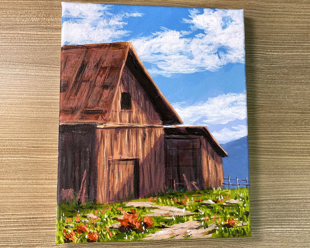Acrylic Painting Country House Landscape - Etsy