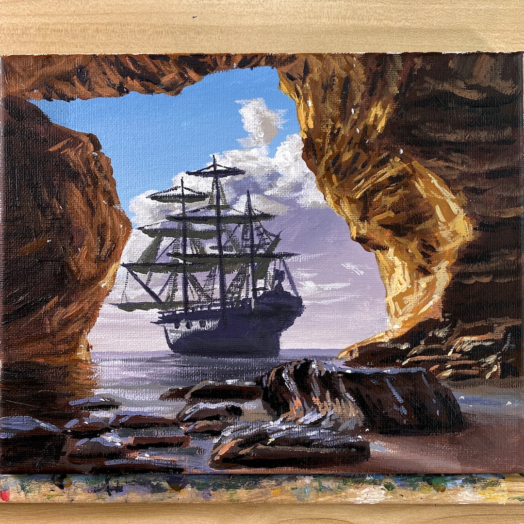 Acrylic Painting Pirate Ship Sailing - Etsy