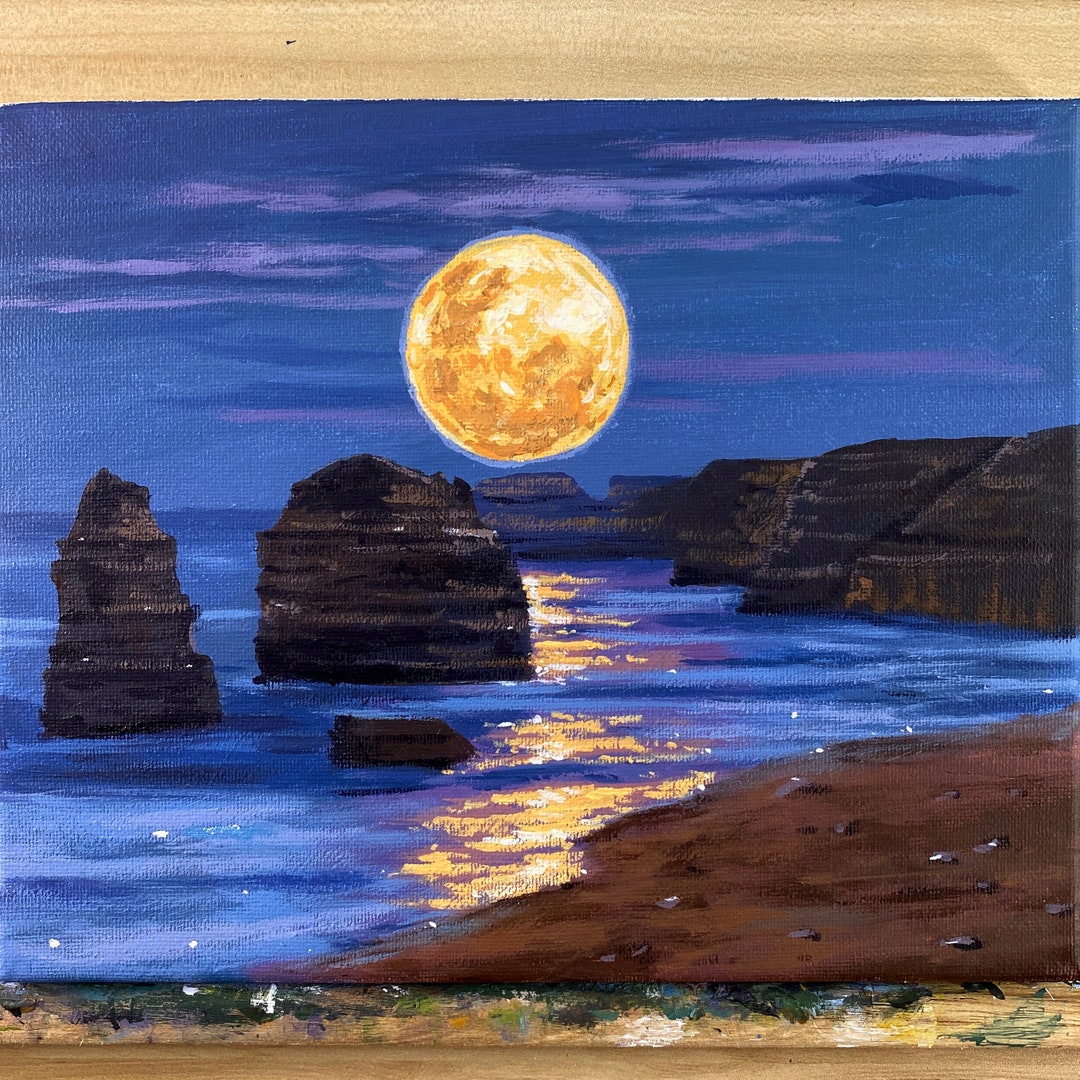 Acrylic Painting Big Full Moon - Etsy