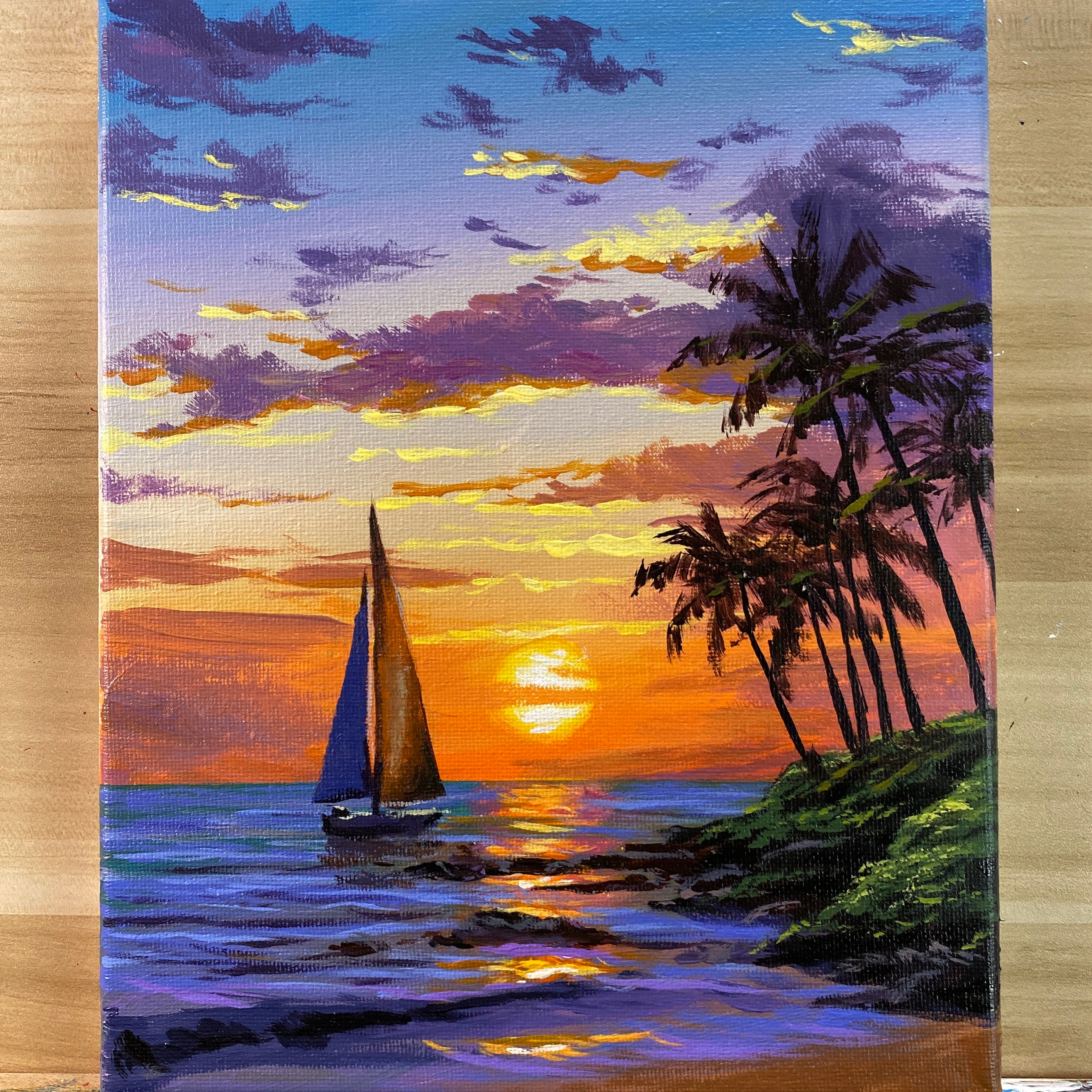Acrylic Painting Sunset Sailing - Etsy