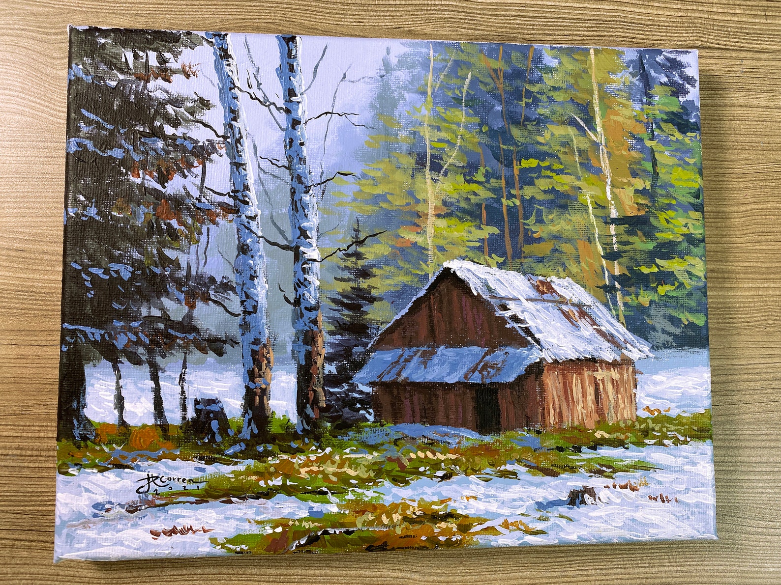 Acrylic Painting Melting Snow Forest - Etsy