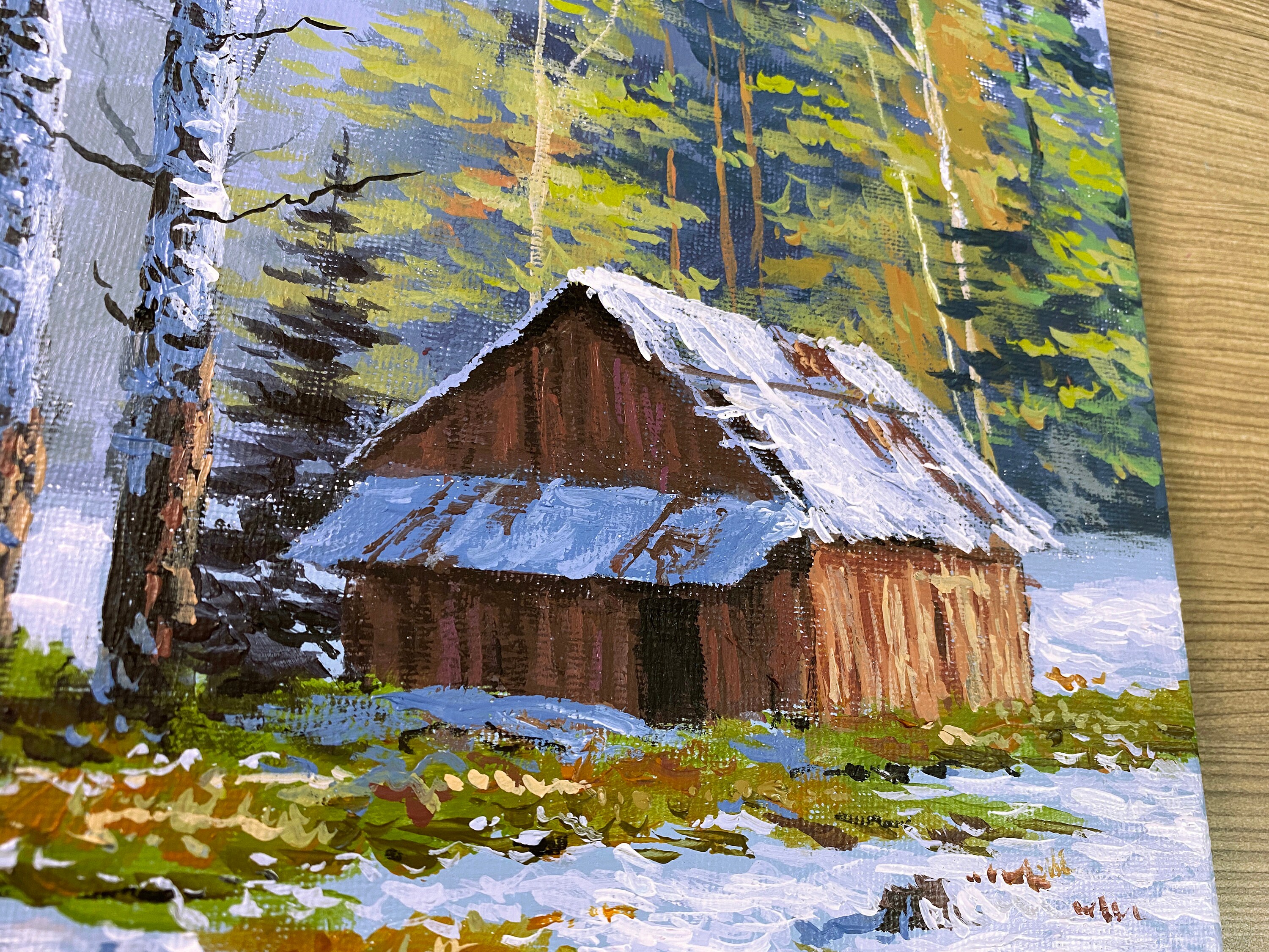 Acrylic Painting Melting Snow Forest - Etsy