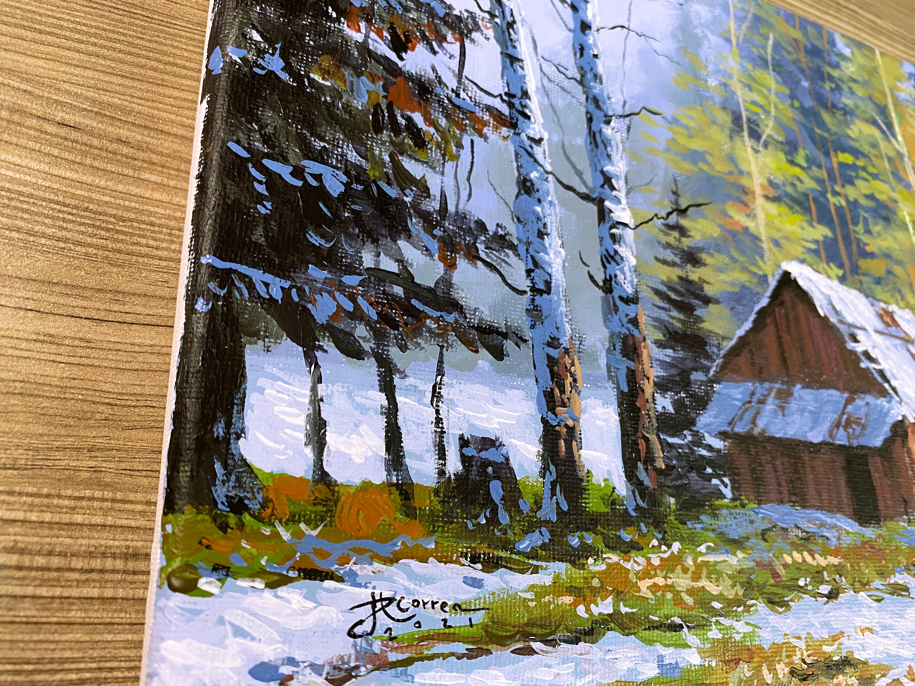 Acrylic Painting Melting Snow Forest - Etsy