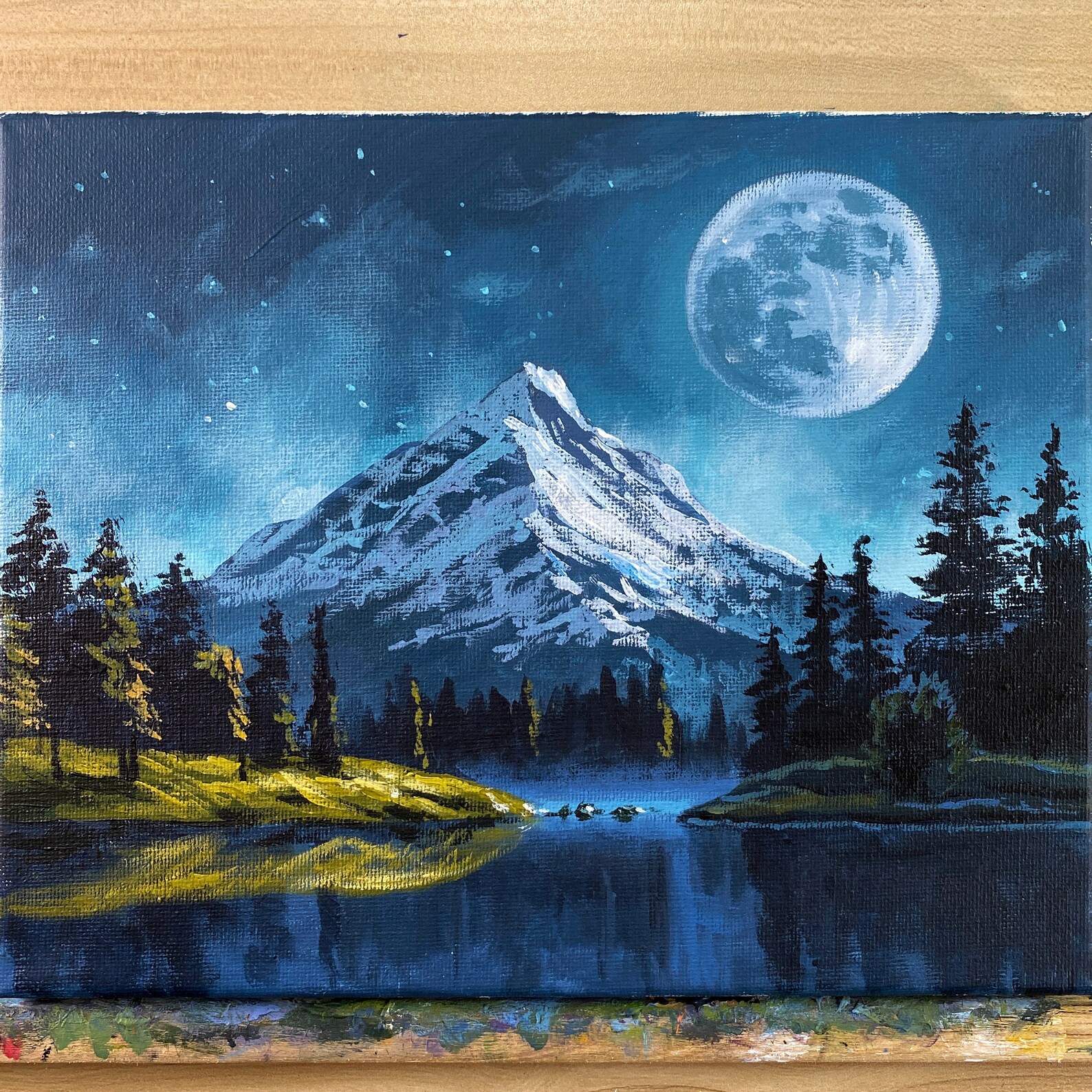 Acrylic Painting Moonlight Landscape - Etsy