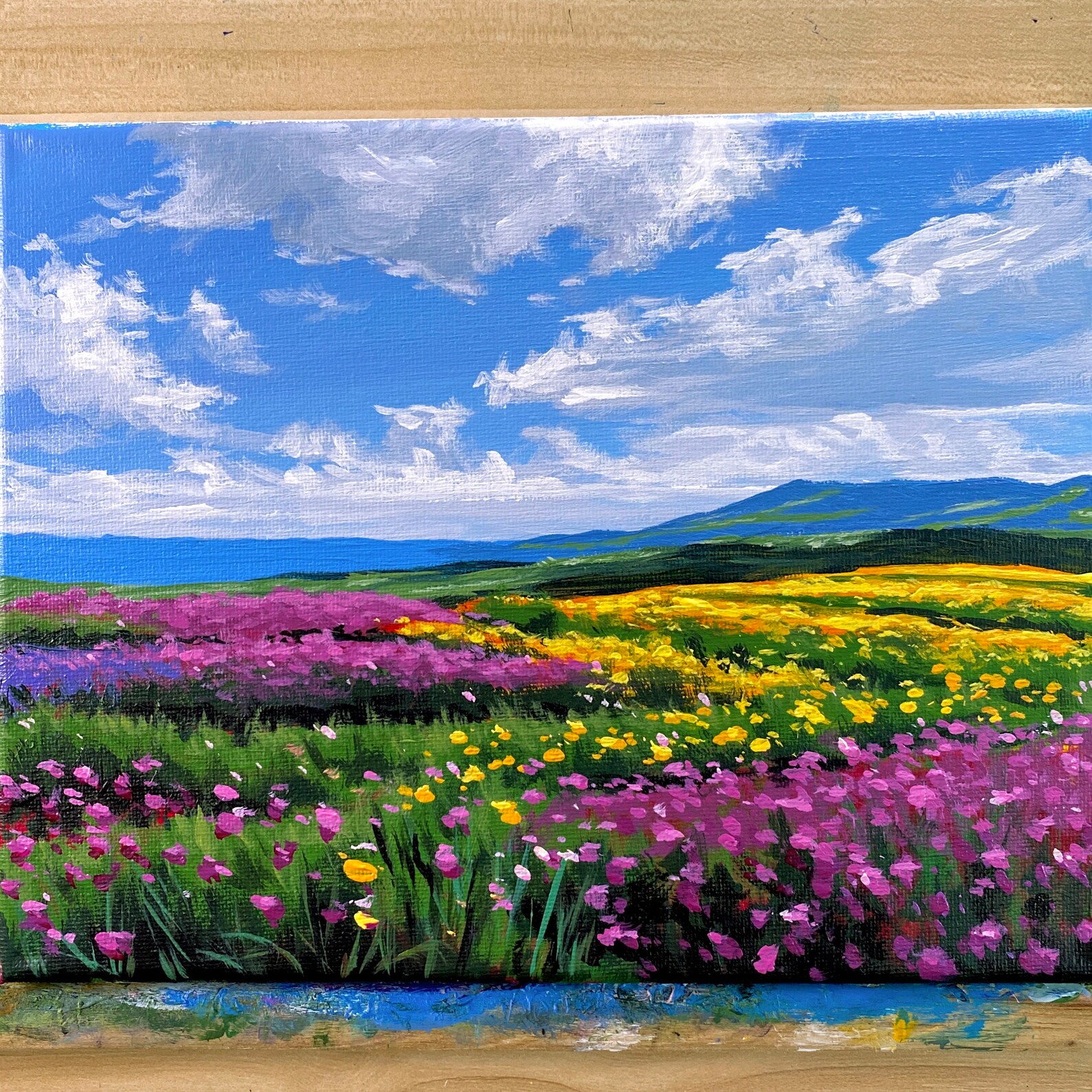 Acrylic Painting Cloudy Flower Field - Etsy