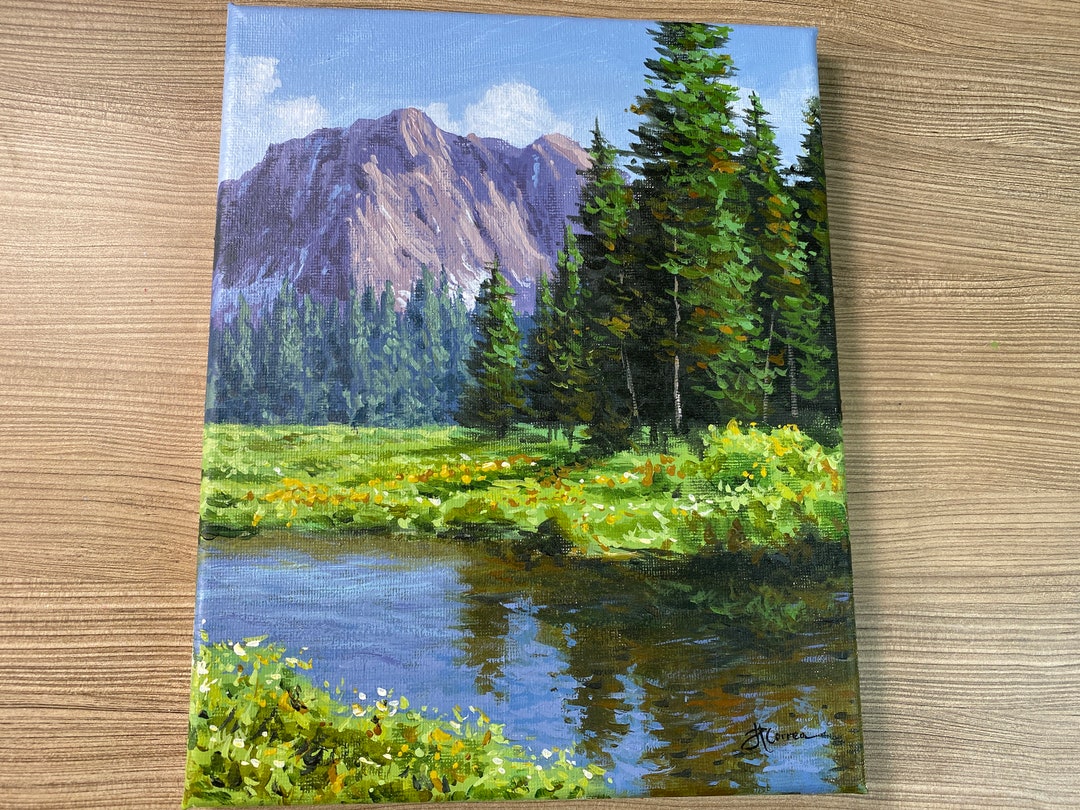 Acrylic Painting Trees Reflection (original Painting) - Etsy