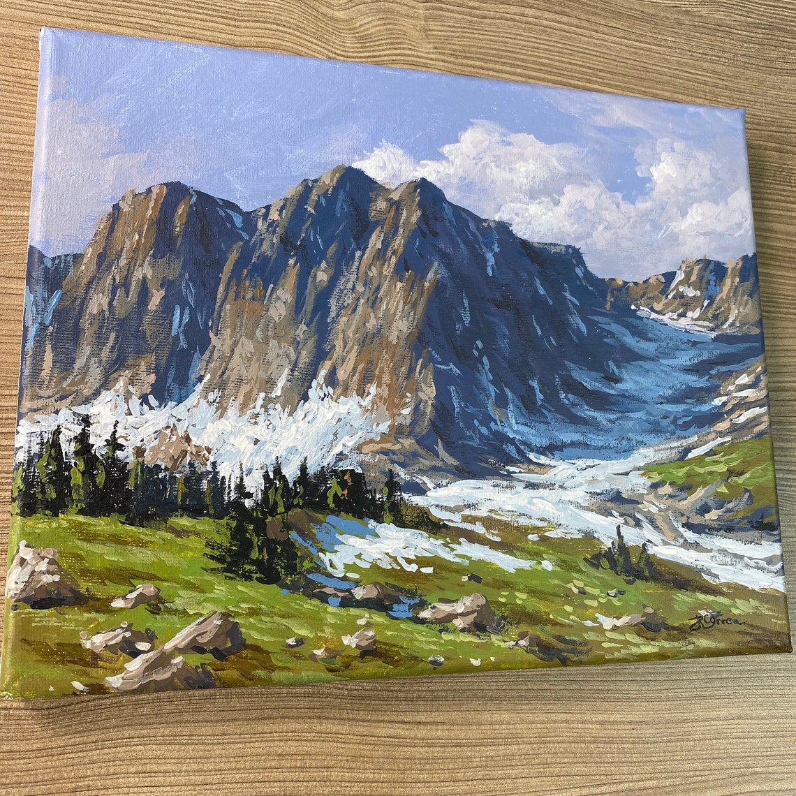 Acrylic Painting Melting Snow Mountain Landscape (original Painting) - Etsy