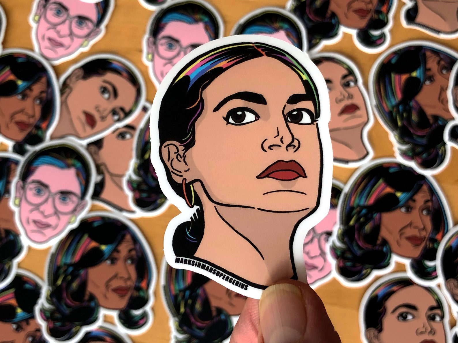AOC Face Vinyl Sticker 3 Alexandria Ocasio-Cortez | Etsy