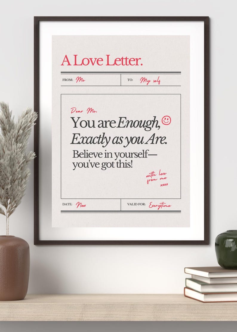 Carta de amor propio imprimible: arte mural inspirador para el ...