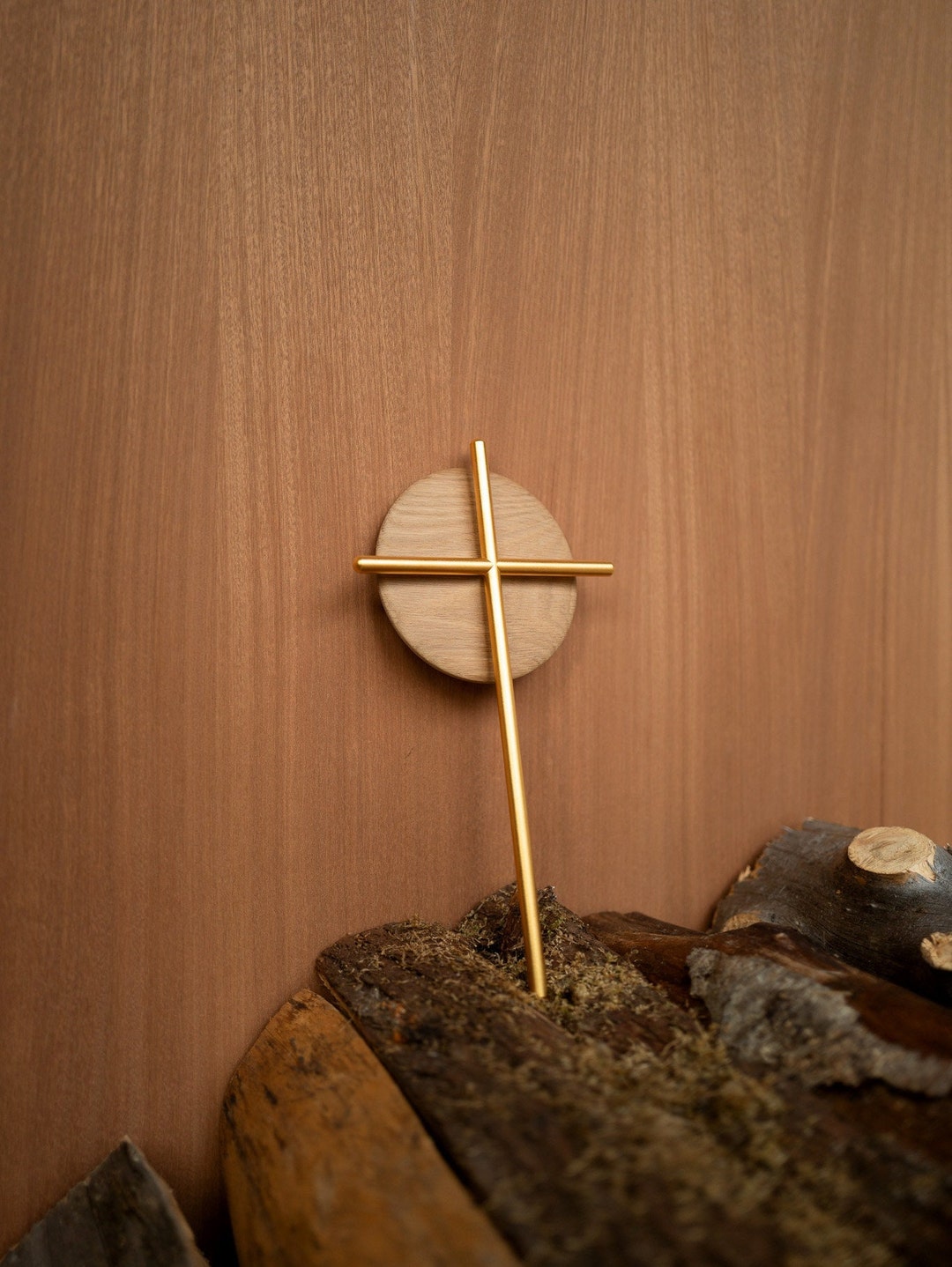 Premium Mid-century Modern 24k Gold Handmade Metal Wall Cross_small ...