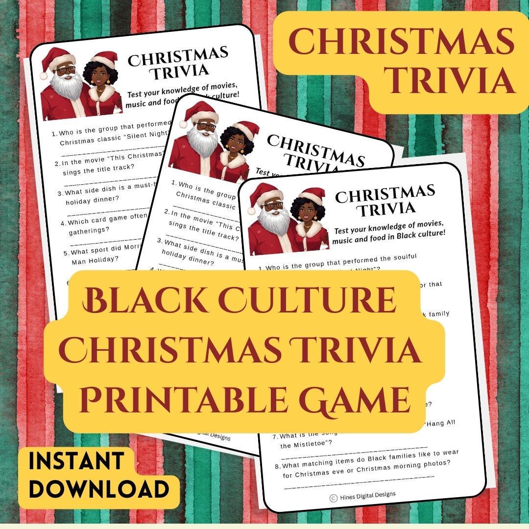 Black Culture Christmas Trivia Game | Holiday Party Printable | Party ...
