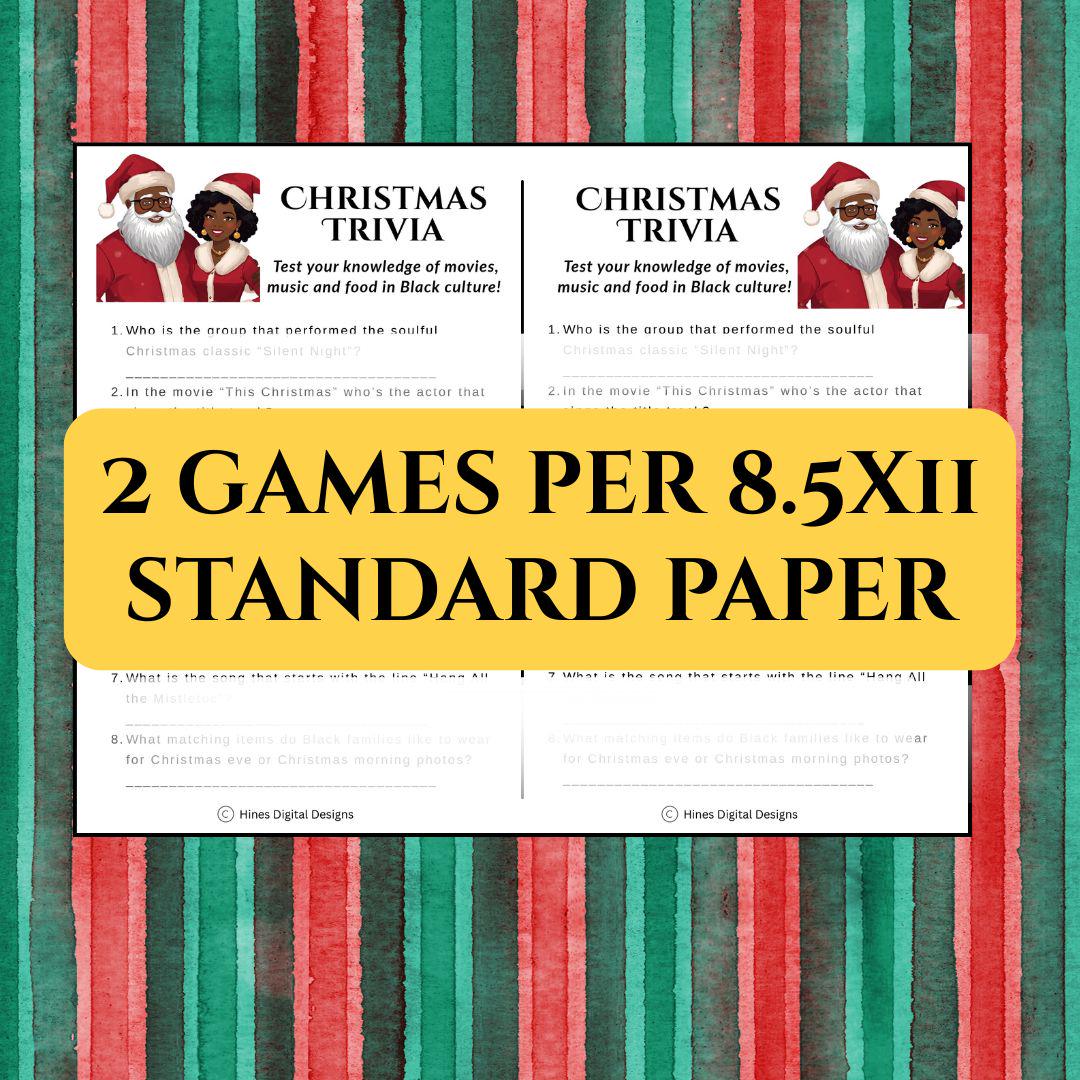 Black Culture Christmas Trivia Game | Holiday Party Printable | Party ...