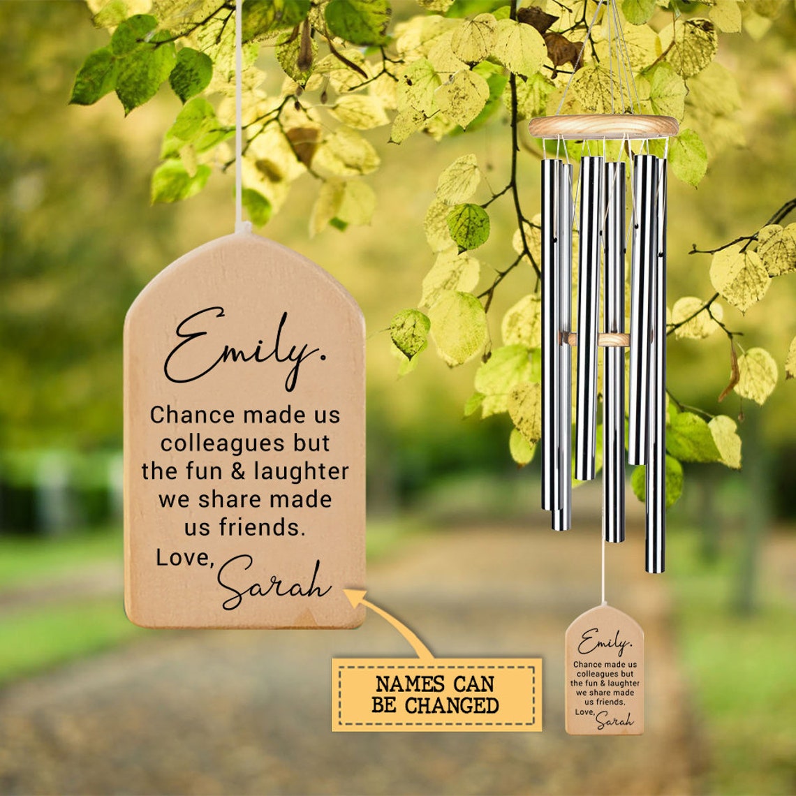 Personalised Friends Wind Chimes Chance Made Us Colleagues | Etsy