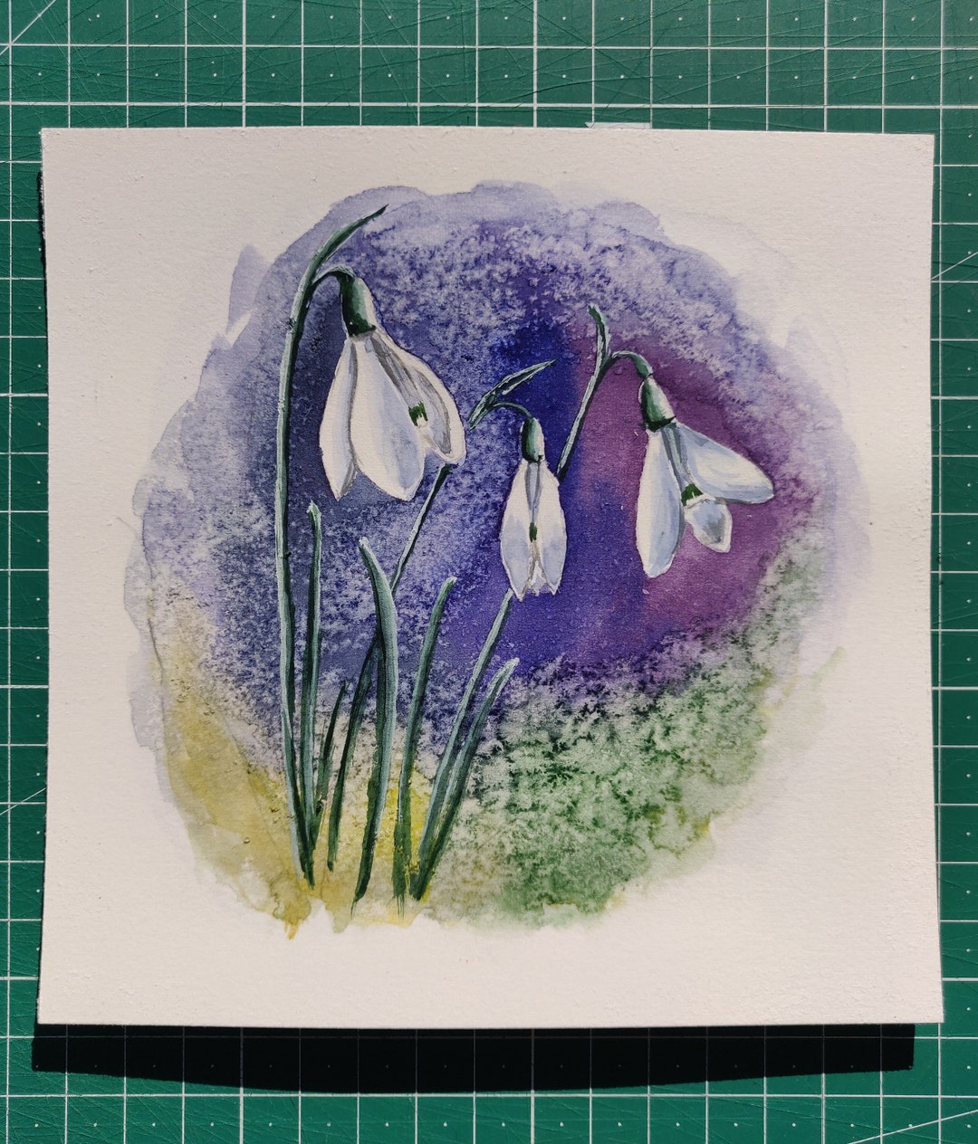 Snowdrops Postcard, Spring Flowers Painting, Original Watercolor Card ...